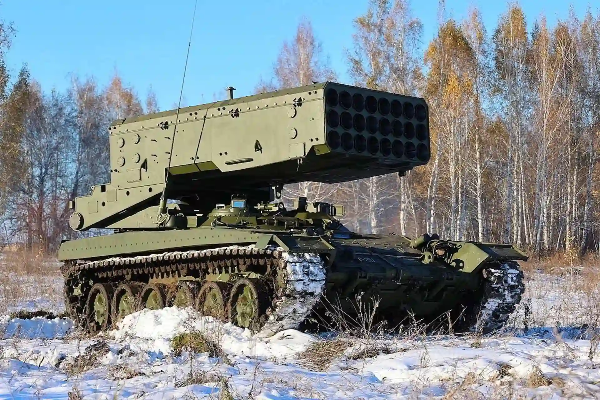 Russia Deploys TOS-1A Solntsepek With Drone Protection